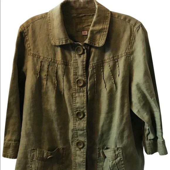 Caslon | Jackets & Coats | Caslon Linen Muted Lime Green Jacketshirt ...